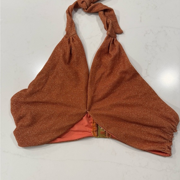 Beach Riot | Swim | Beach Riot Glittering Orange Bikini Top | Poshmark
